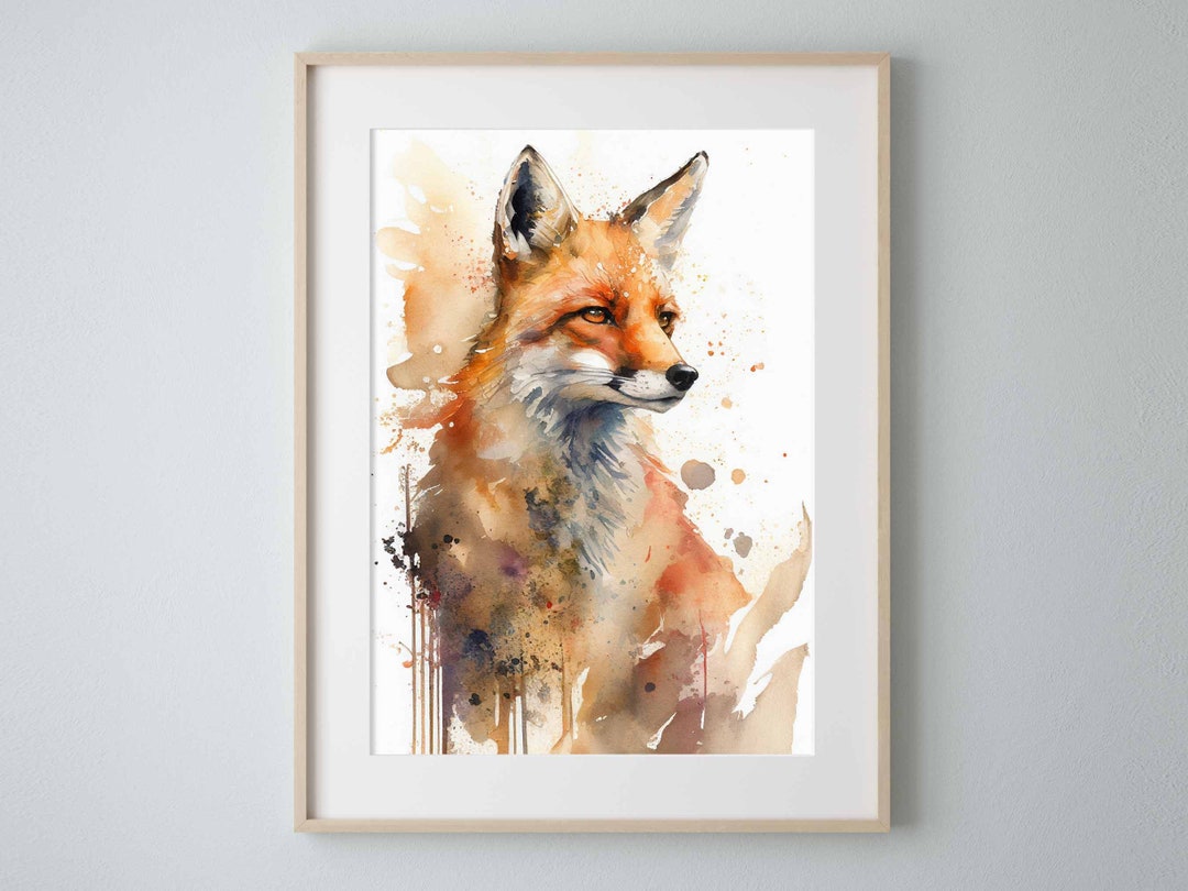 Watercolor Fox Painting Printable Art Wall Poster Watercolour Art ...
