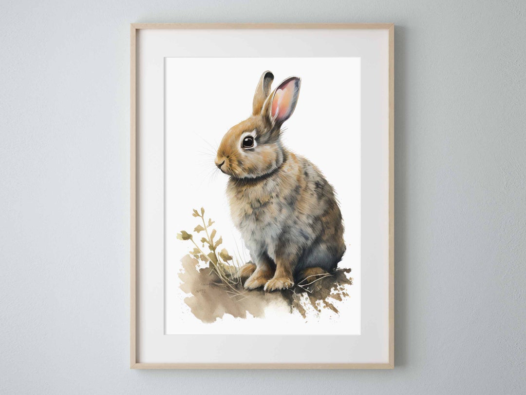 Watercolor Rabbit Painting Printable Art Wall Poster Watercolour Art ...