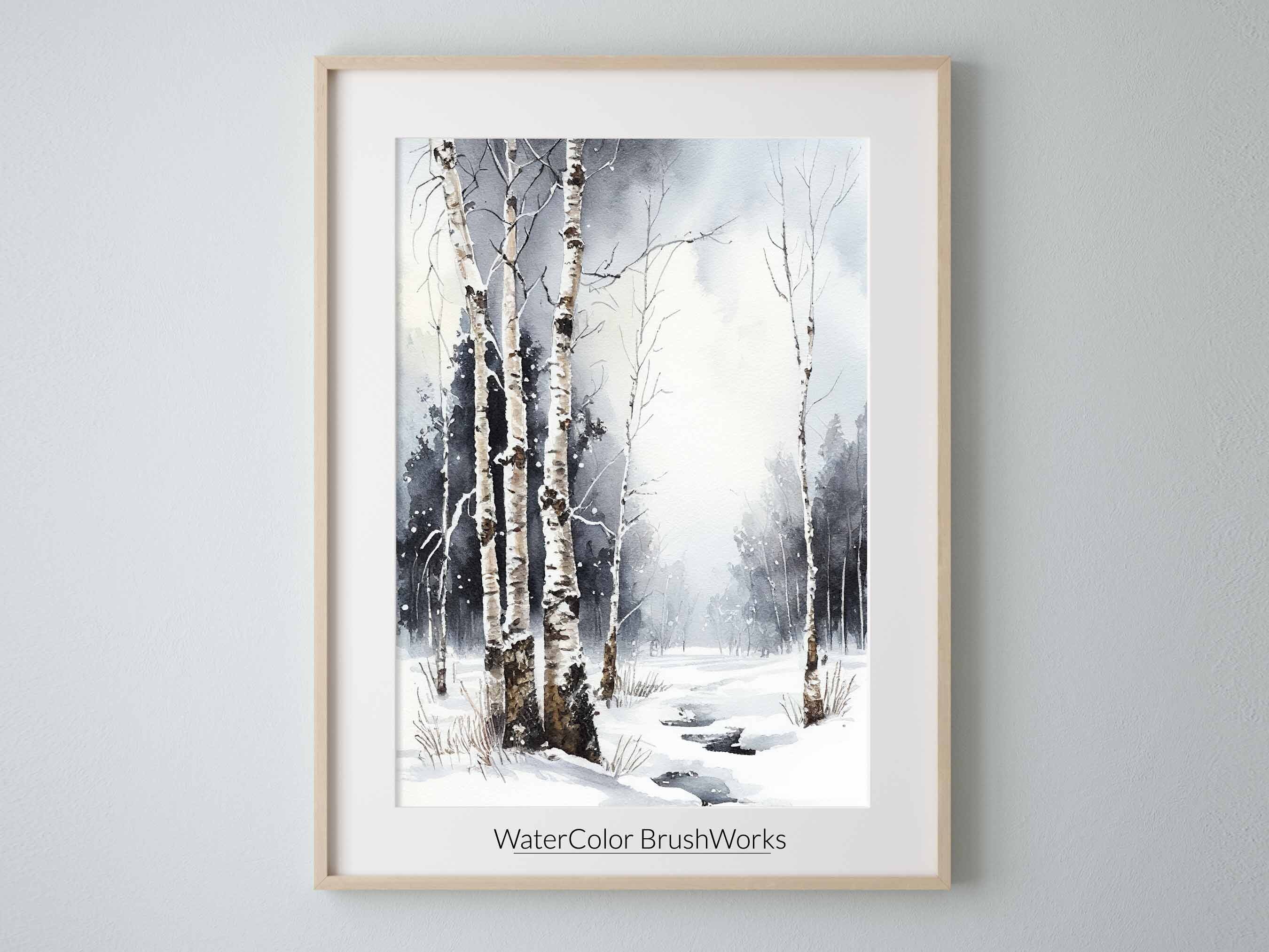Watercolor Birch Tree Painting Printable Art Wall Poster Watercolour ...