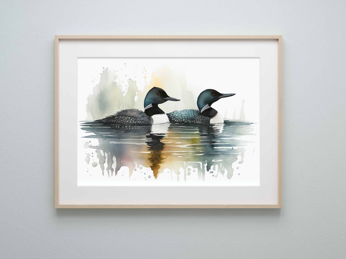 Watercolor Loon Painting Printable Art Wall Poster Watercolour Art ...