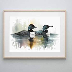 Watercolor Loon Painting Printable Art Wall Poster Watercolour Art ...