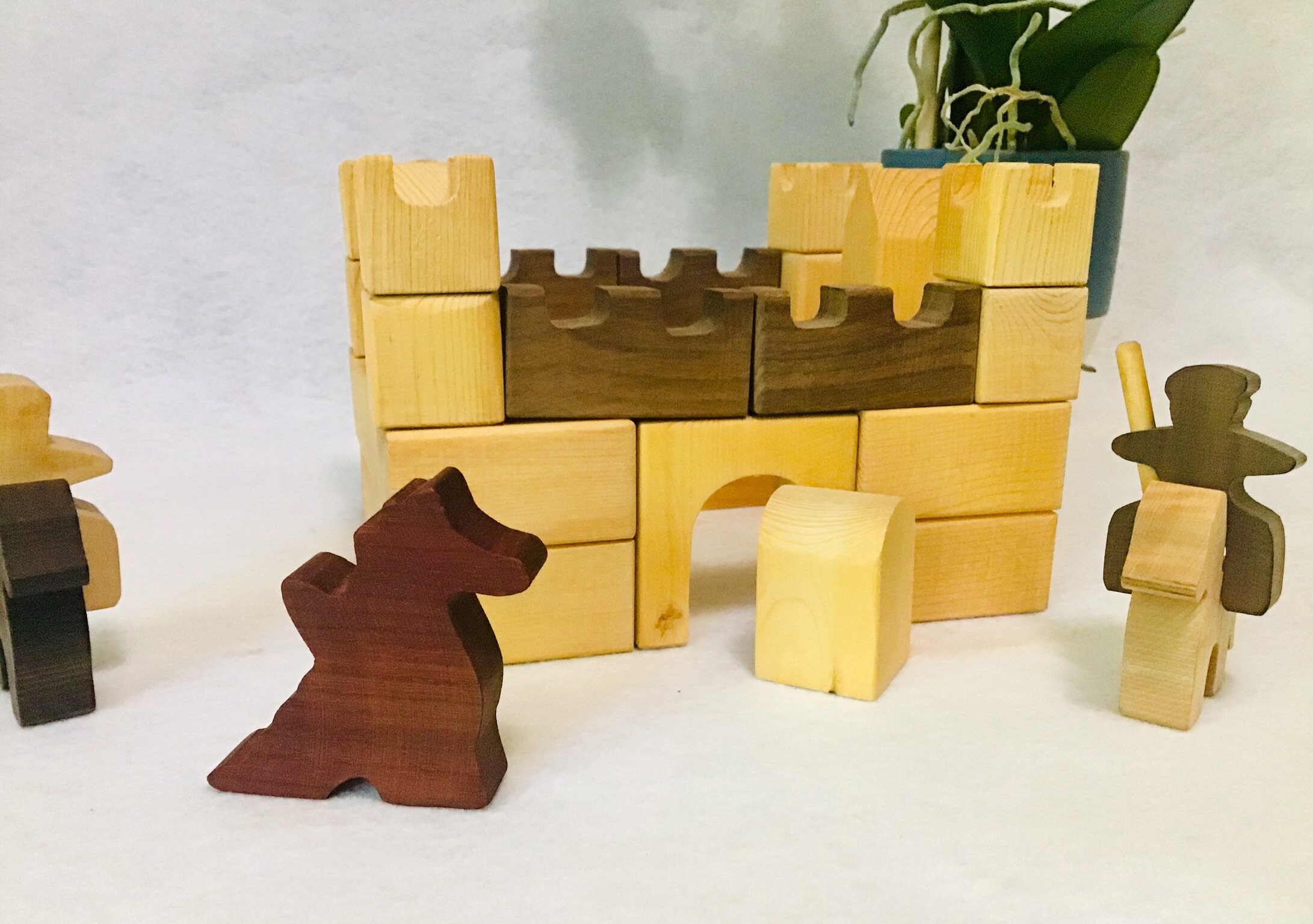 Wood Building Castle Blocks Set Waldorf Toys Educational | Etsy