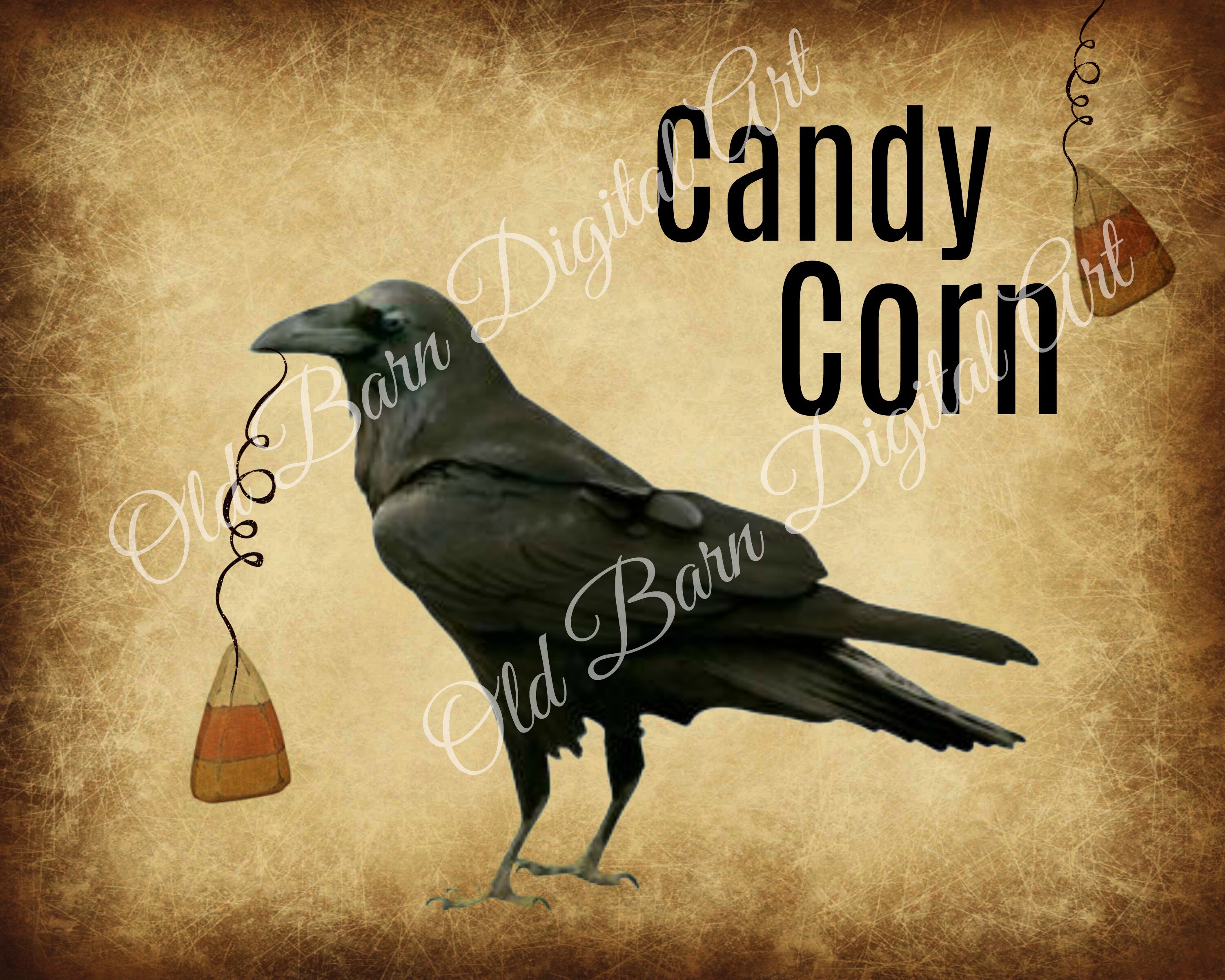 Primitive Digital Art - Candy Corn - Fall Logo - Crow - Jar Candle Logo ...