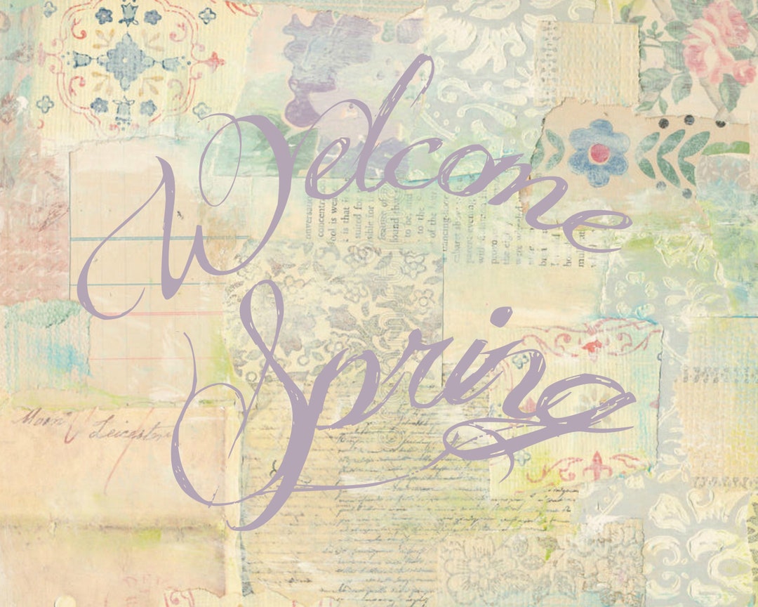 Primitive Digital Art Welcome Spring spring Floral Background jar Logo ...