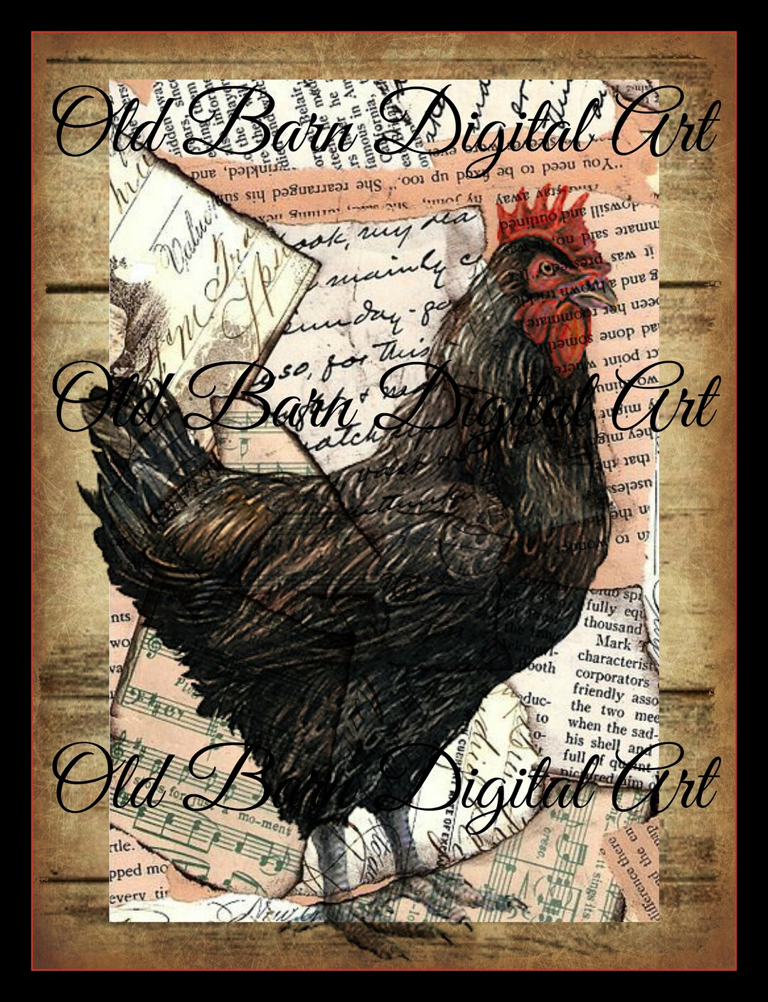 Primitive Digital Art- Chicken -hen - Pantry Label- Digital Transfer ...