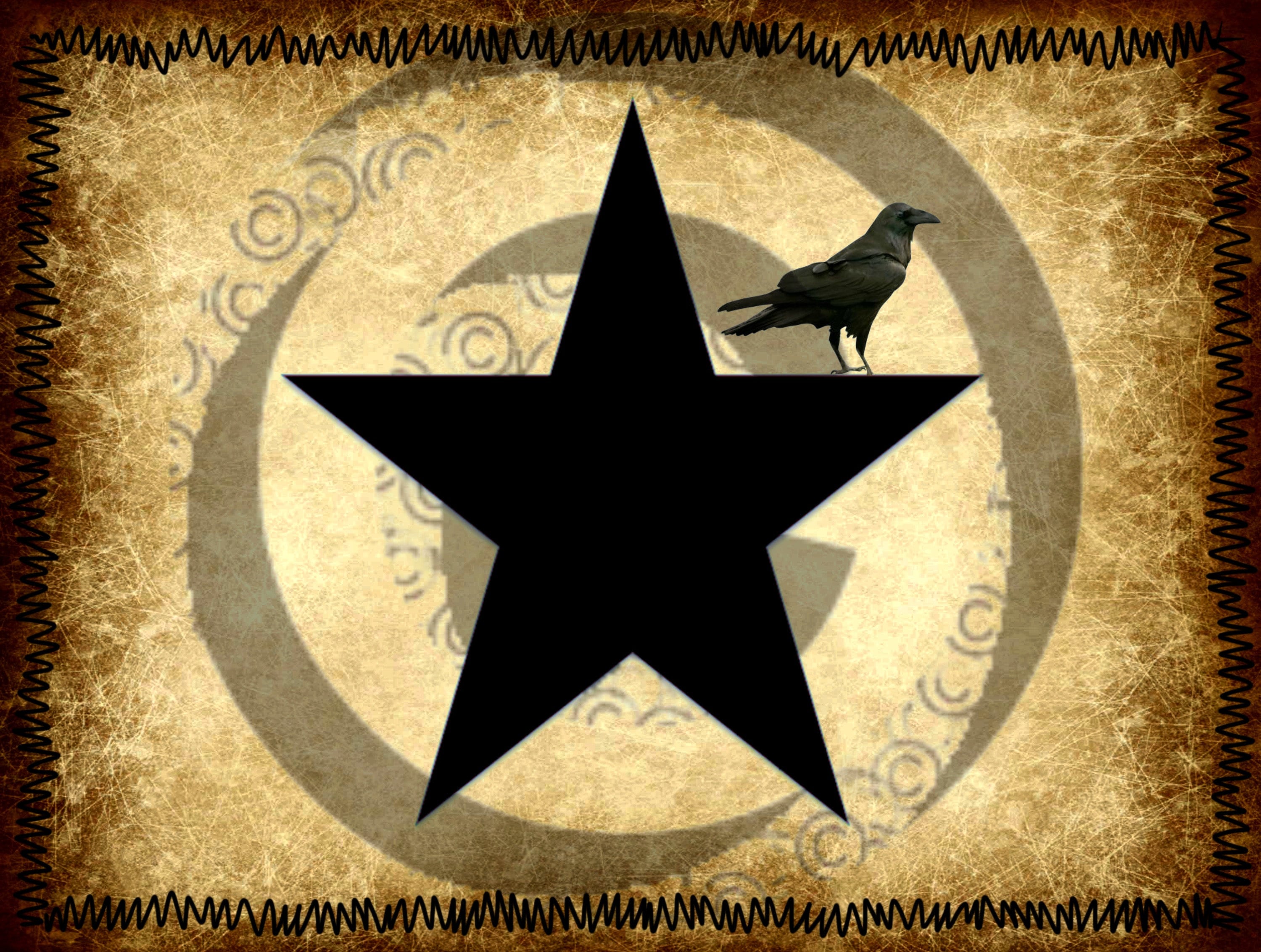 Grungy Primitive Digital Art- STAR and Crow - Border-grungy Jar Logo ...