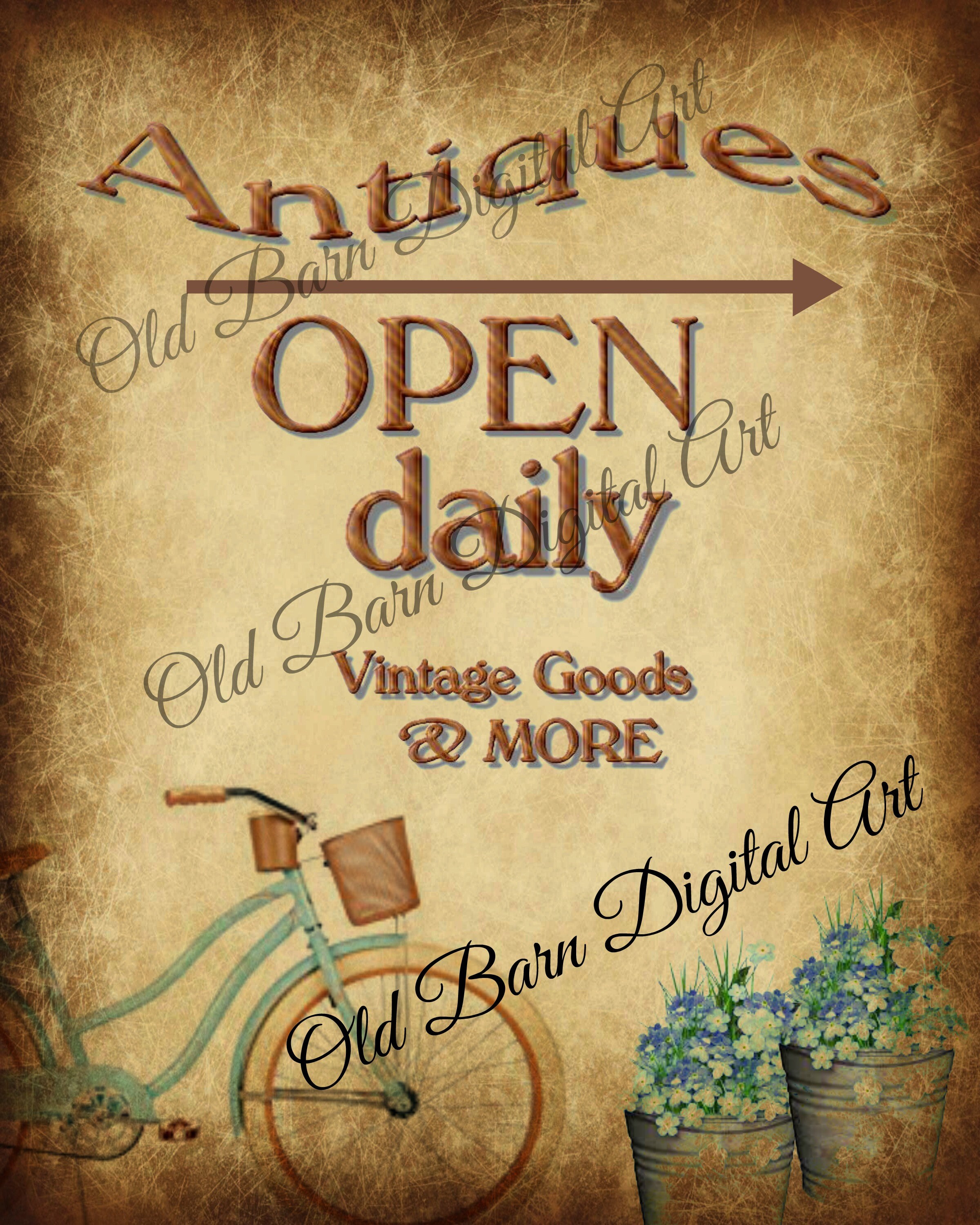 Grungy Primitive Digital Art ANTIQUES Vintage Open-grungy Jar Logo ...