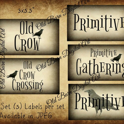 Primitive Digital Art Crow Set/ Labels / Old Crow/crow - Etsy