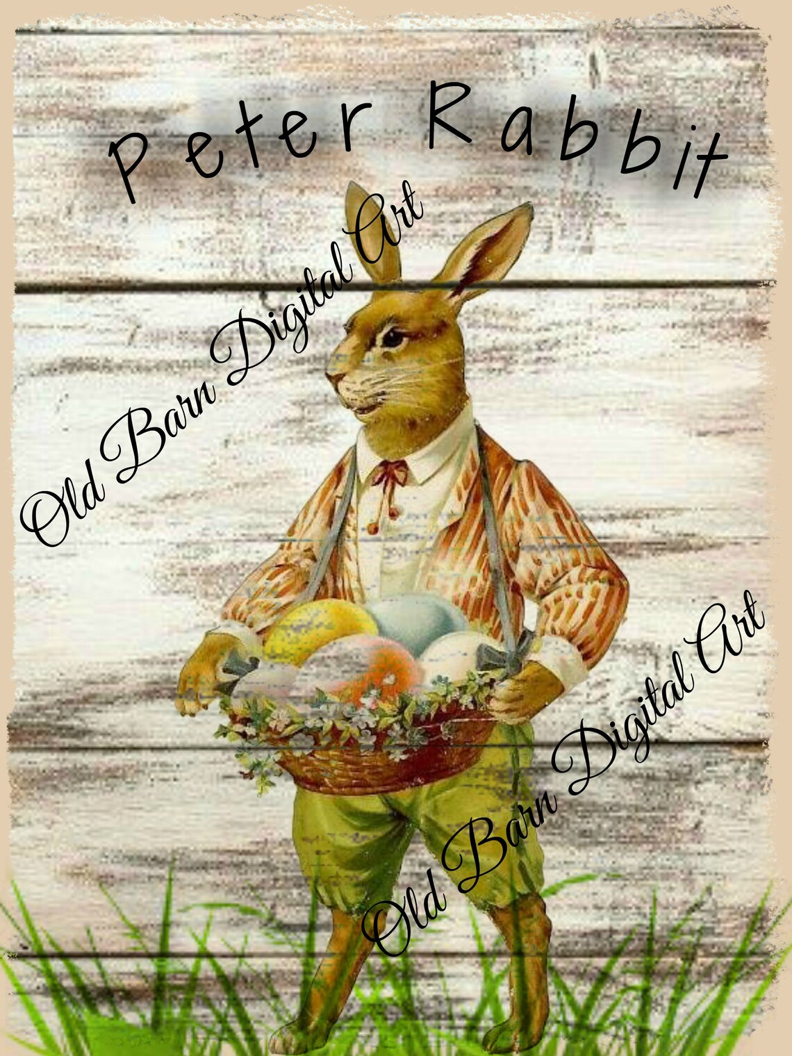 Primitive Digital Art Peter Rabbit hare easter Wishes-jar Candle Logo ...