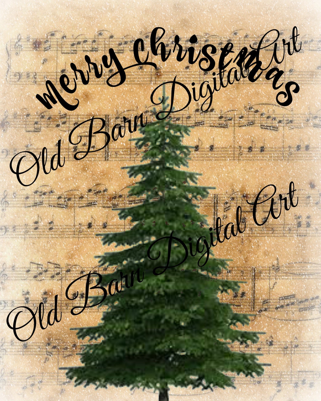 Primitive Digital Art- Christmas Tree - Merry Christmas - Song Page - Jar Candle Logo- Crock ...