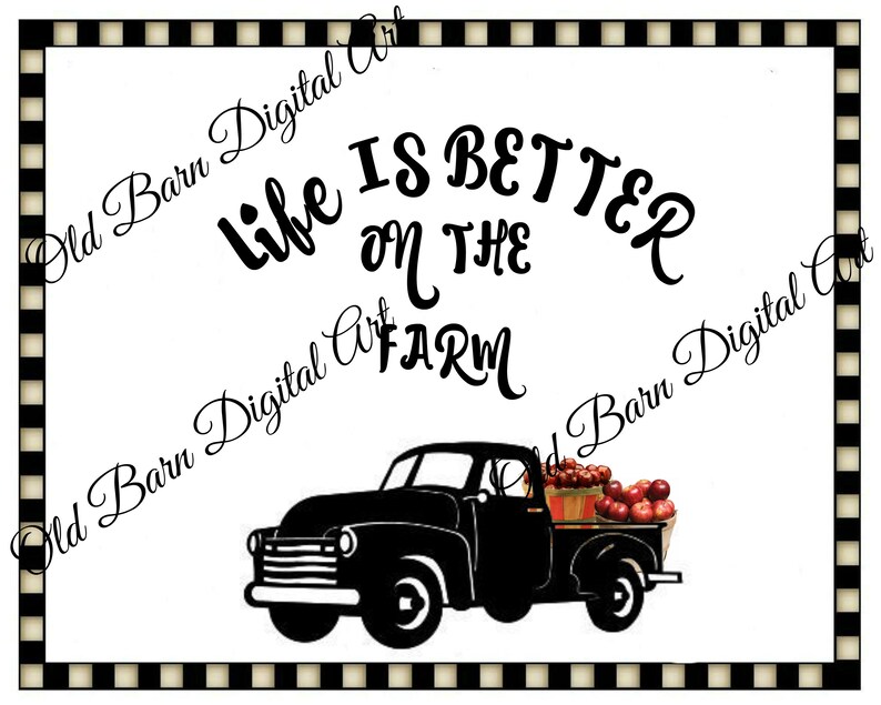 Farmhouse Digital Art-border-black and White -farm-life is Better on ...