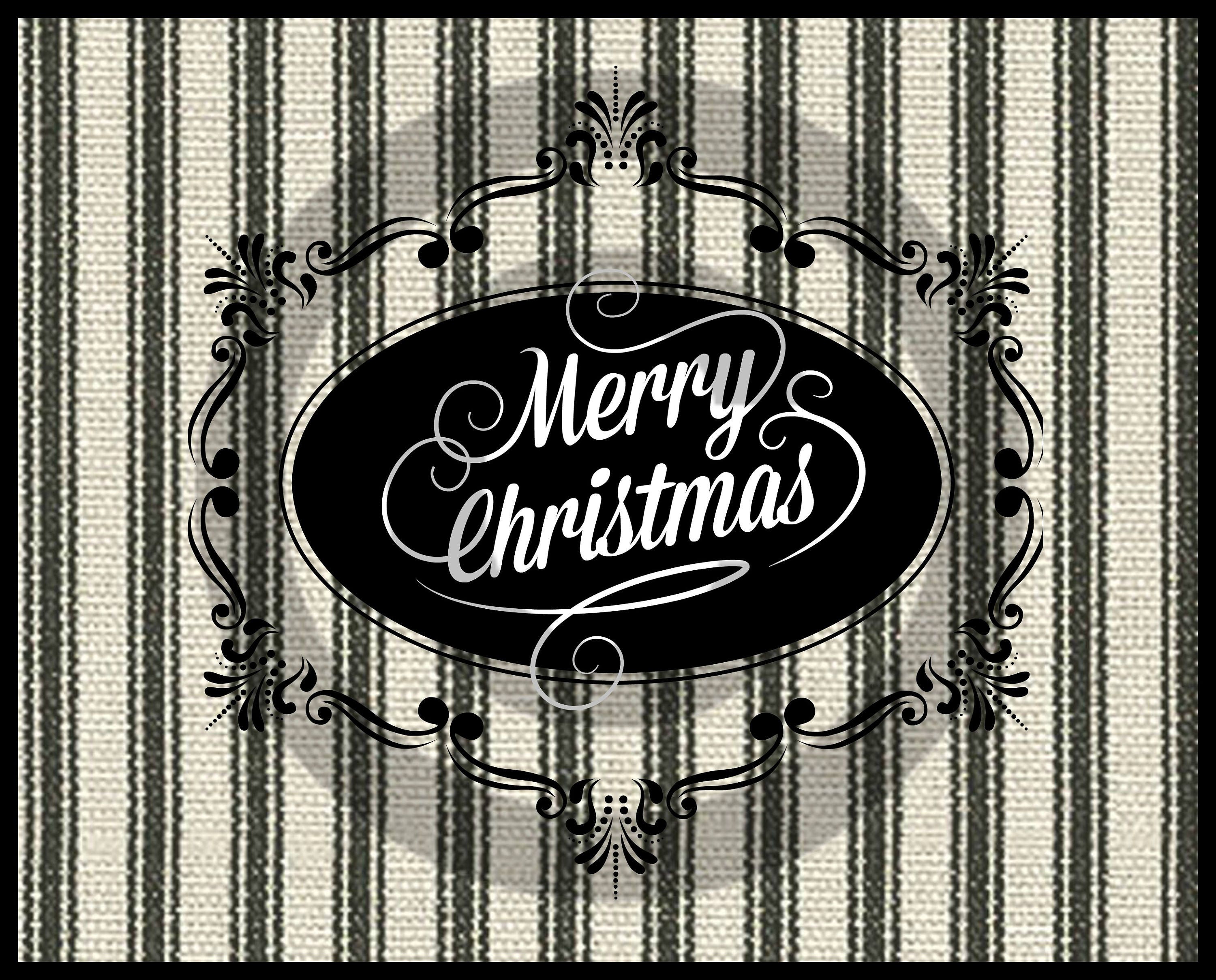 Grungy Primitive Digital Art Merry Christmas Black Stripe | Etsy