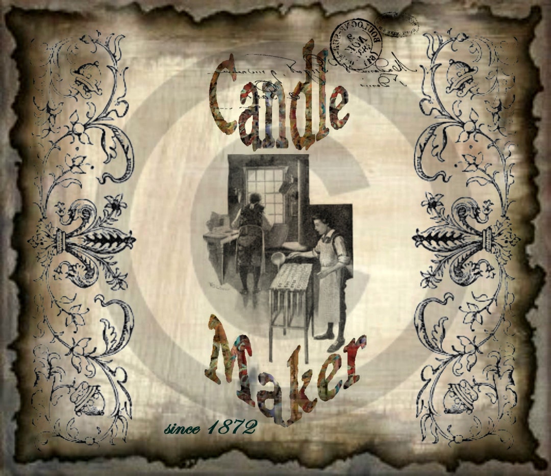 Primitive Digital Art- Candle Maker- Jar Candle Logo- Pantry Jar- Crock ...