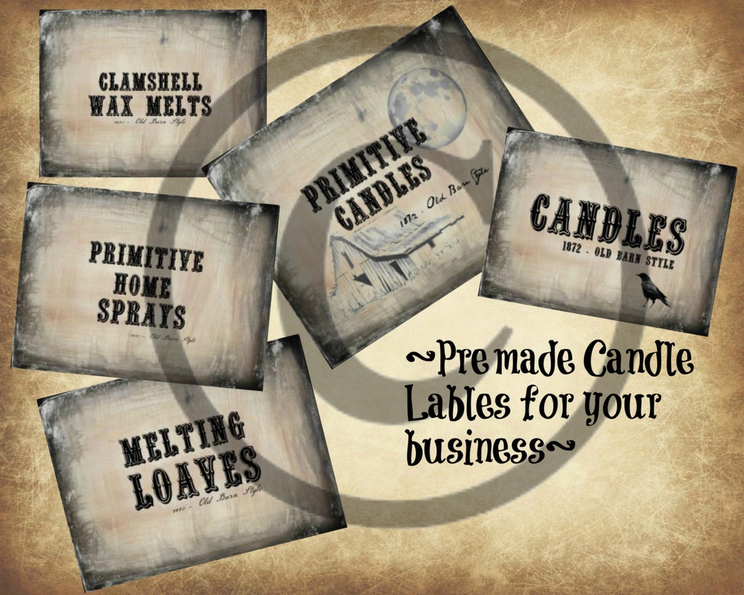 Primitive Digital Art Candle Set - Candle Logos - Grungy Paper ...