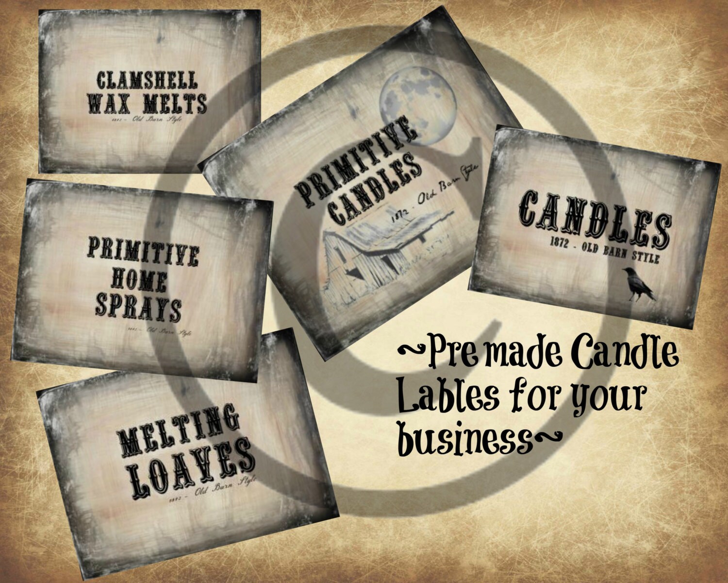 Primitive Digital Art Candle Set - Candle Logos - Grungy Paper ...