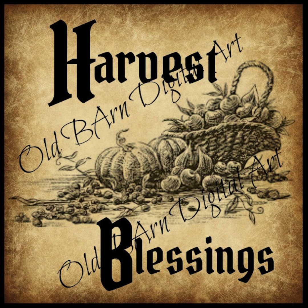 4x4 Primitive Digital Art Image/ Label /harvest Blessings/fall/autumn ...