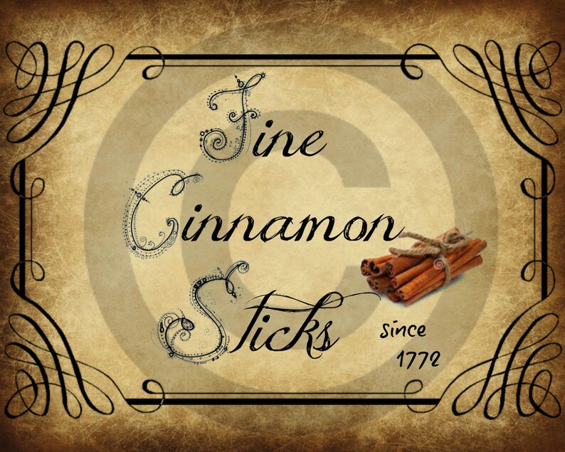Art- Fine Cinnamon Sticks - Jar Candle Logo- Pantry Label - Crock Logo ...