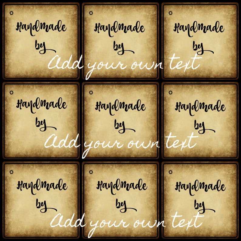 Primitive Printable Hang Tags - Handmade by - Add Your Own Text- Name ...