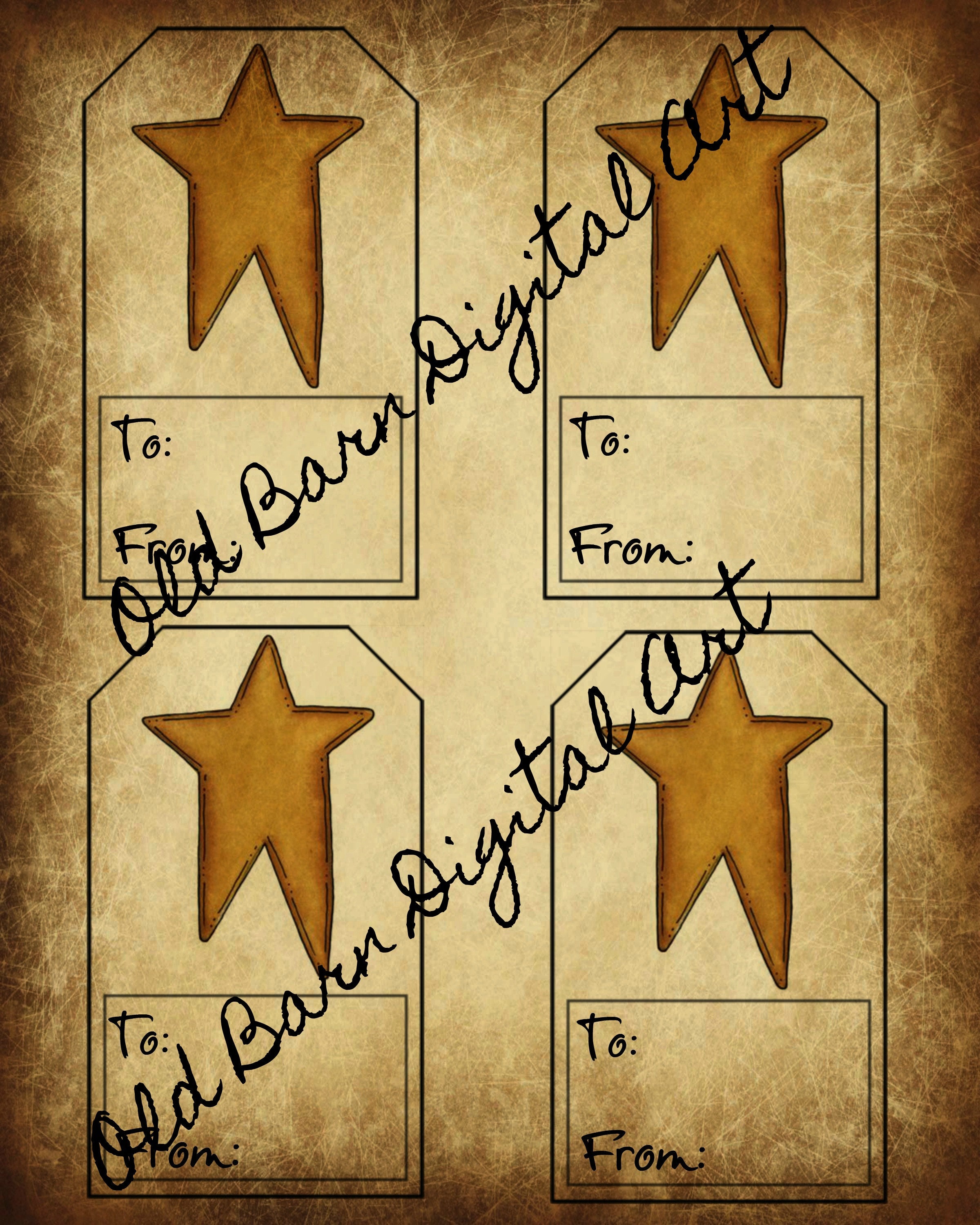 Primitive Printable Star Hang Tags - Instant Digital Download - JPEG ...