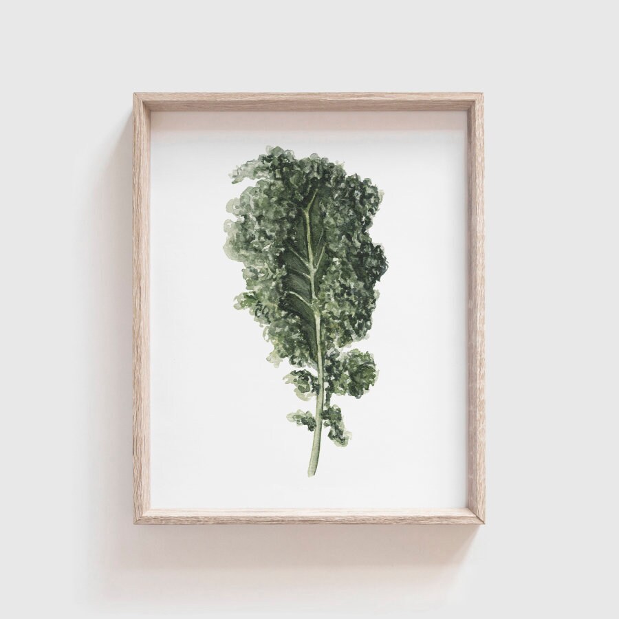 Kale Art Print Kale painting vegetable painting Green | Etsy