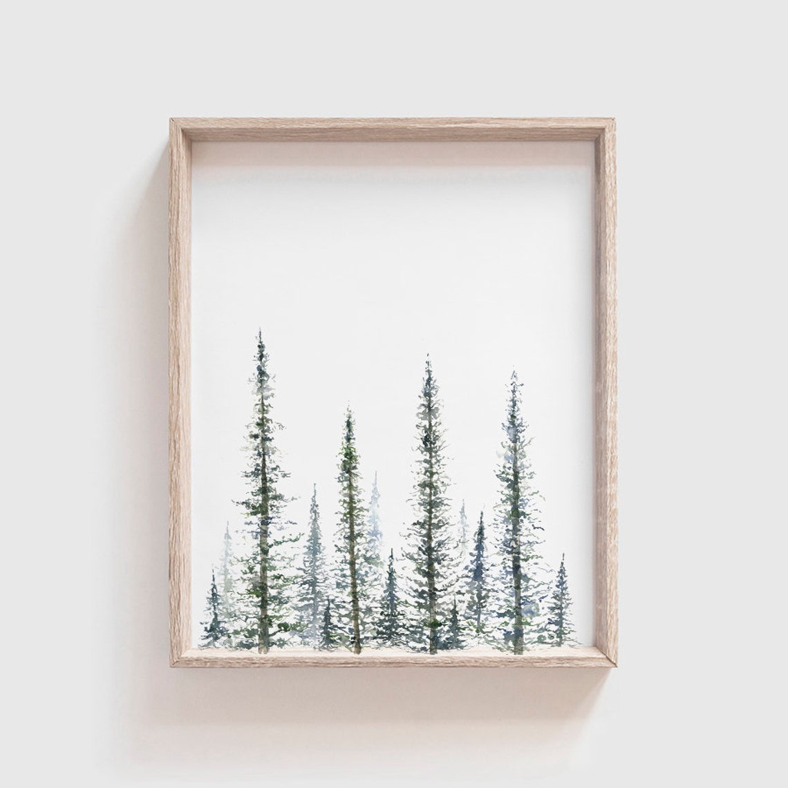 Pine Trees Art Print Tree Painting Greenery Christmas - Etsy