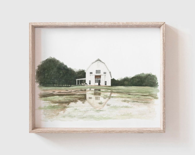 Barn Print 240228 Decor for Modern Farmhouse, Vintage Barn Art Print, Neutral Watercolor Wall ...