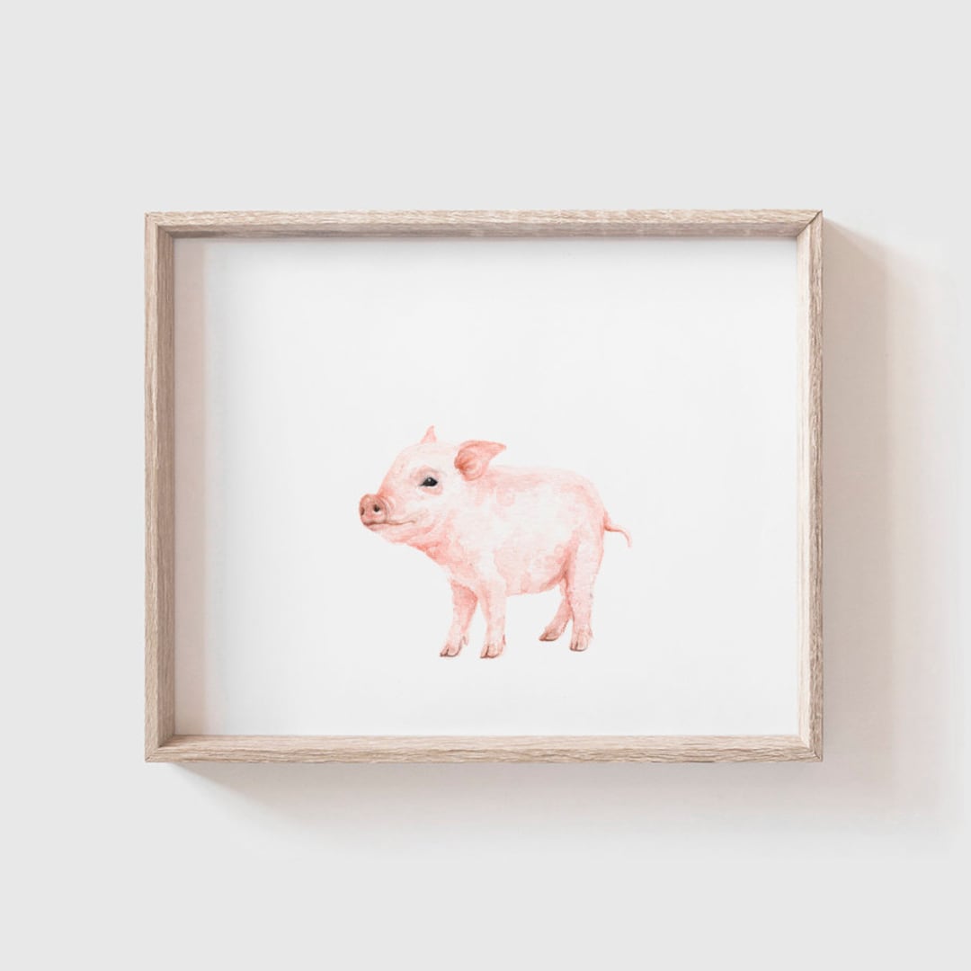 Pig Art Print- Baby Animal Painting - Piglet Painting - Farm Animal ...