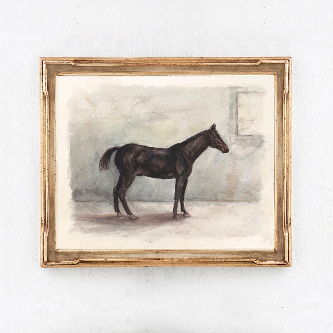 Chester Art Print Black Horse Painting English Watercolor - Etsy
