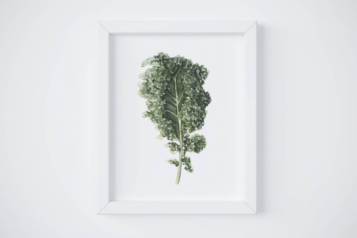 Kale Art Print Kale Painting Vegetable Painting Green - Etsy