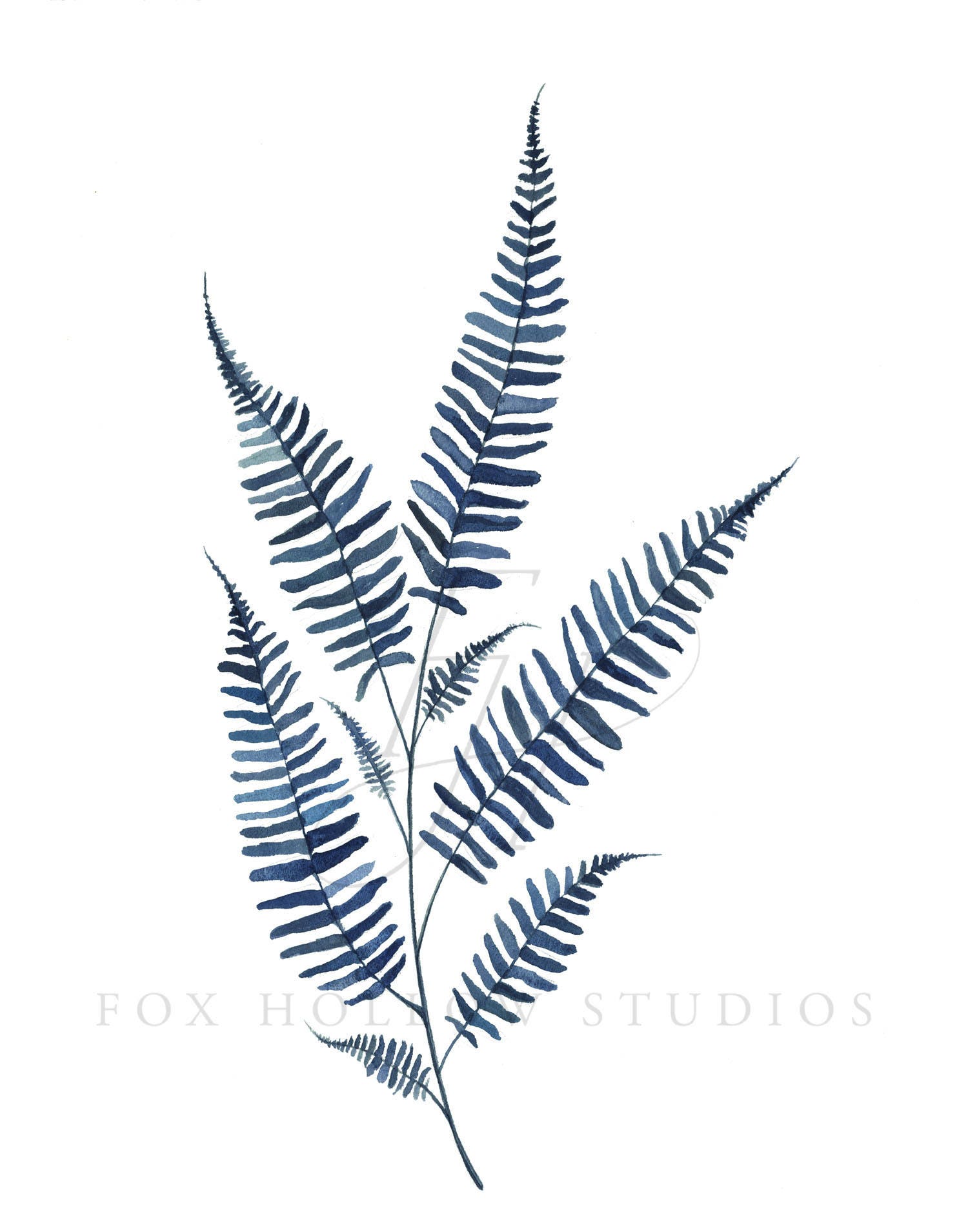 Blue Fern No 2 Art Print Fern Painting Watercolor Home - Etsy UK