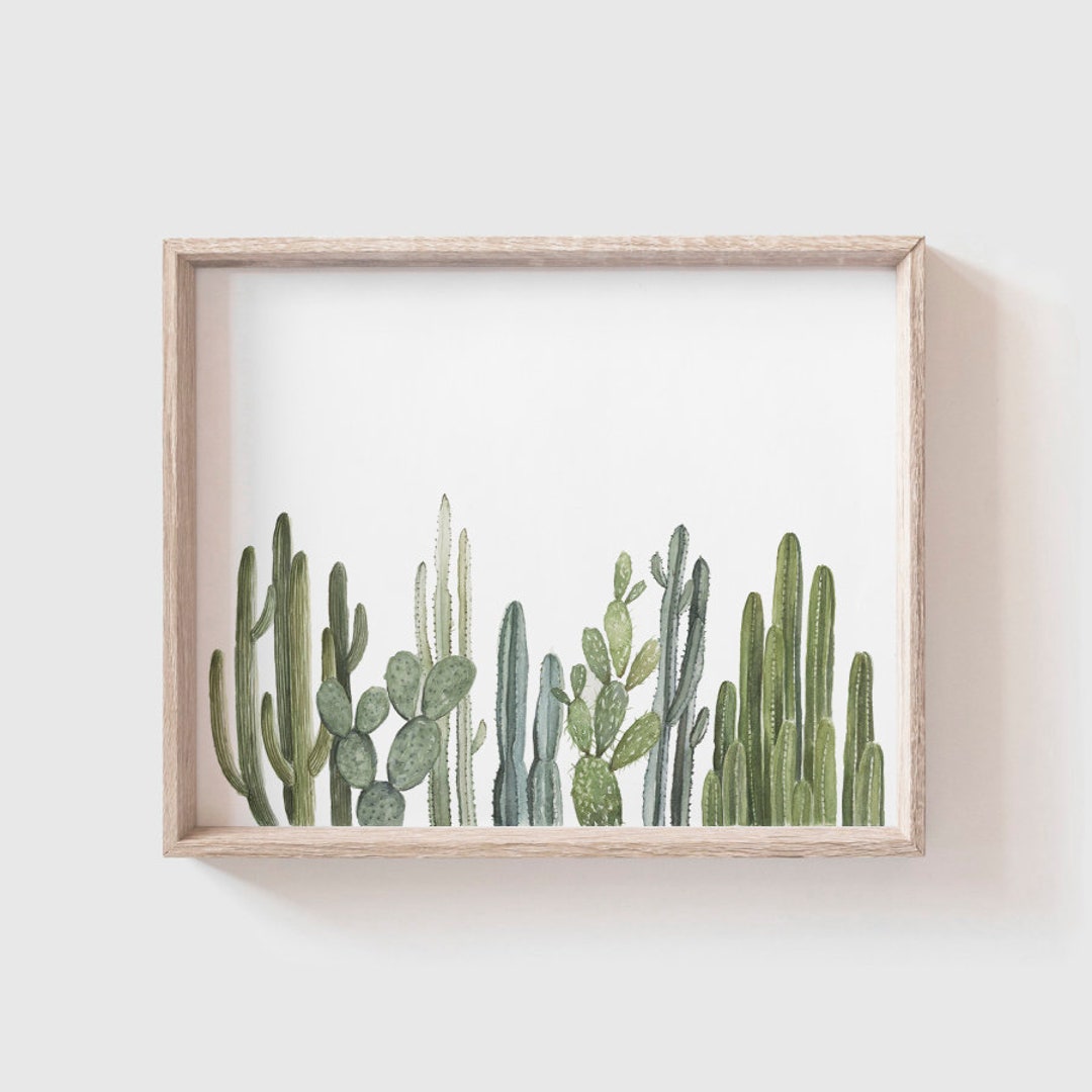 Cactus Row No 2 Art Print - Cactus Painting - Cacti - Cactus Watercolor ...