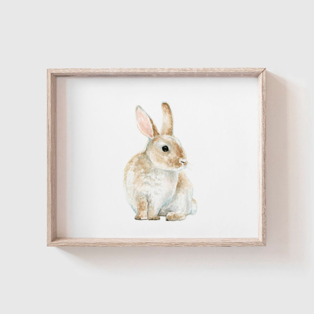 Bunny No 3 Art Print- Baby Animal Painting - Bunny Painting - Farm ...