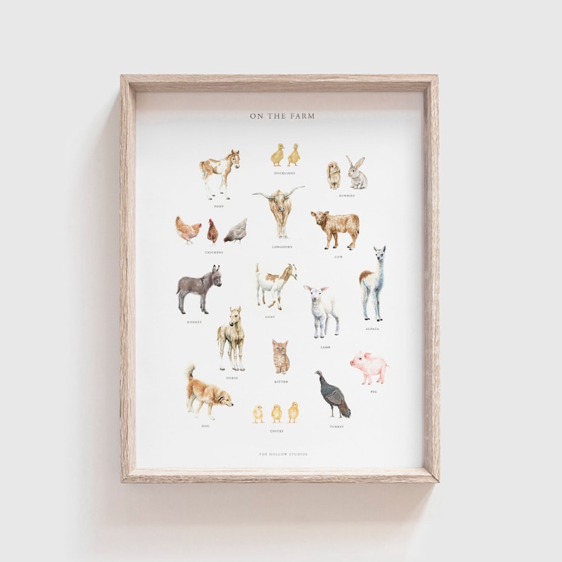 On the Farm Animal Poster - Animal Poster - Baby Room - Baby Girl ...