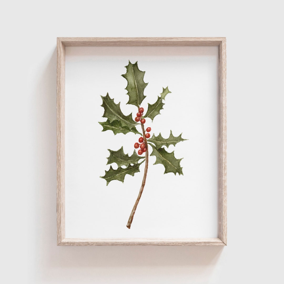 Holly Branch Art Print (digital Download) - Flowers - Florals ...