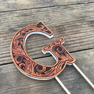 Custom Tooled Leather Wedding Cake Topper – Personalized Initials - Etsy
