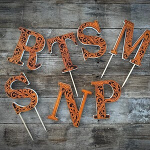Custom Tooled Leather Wedding Cake Topper – Personalized Initials - Etsy