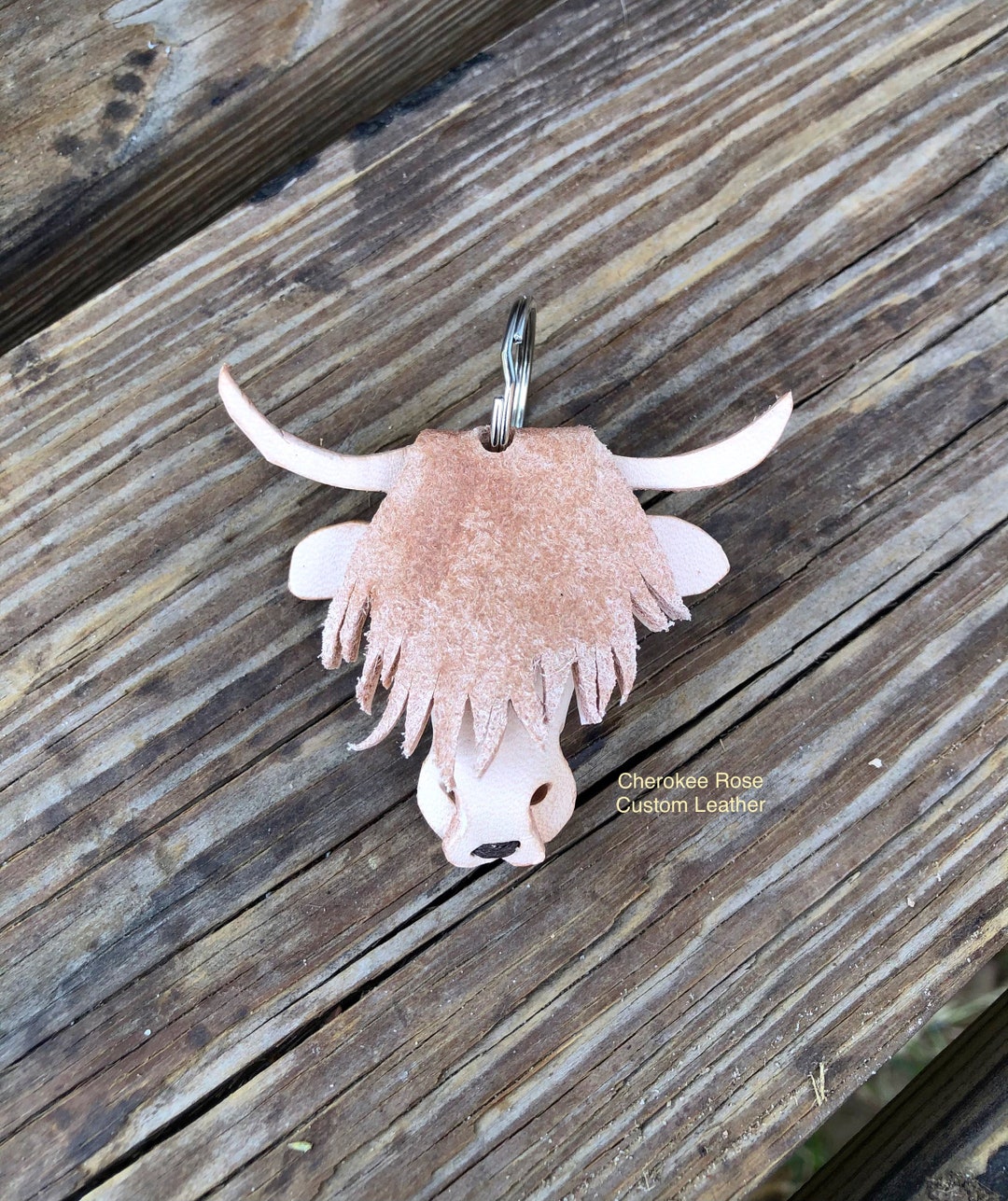 Highland Cow Leather Keychain - Etsy