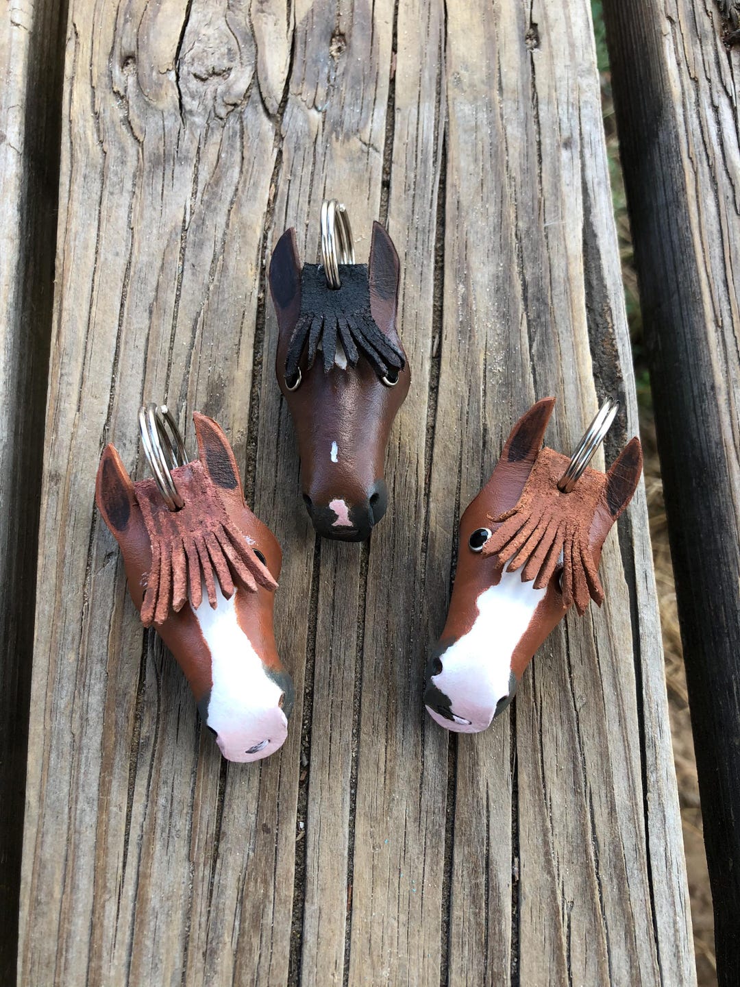 Custom Hand-painted Leather Horse Head Keychain: Personalized ...