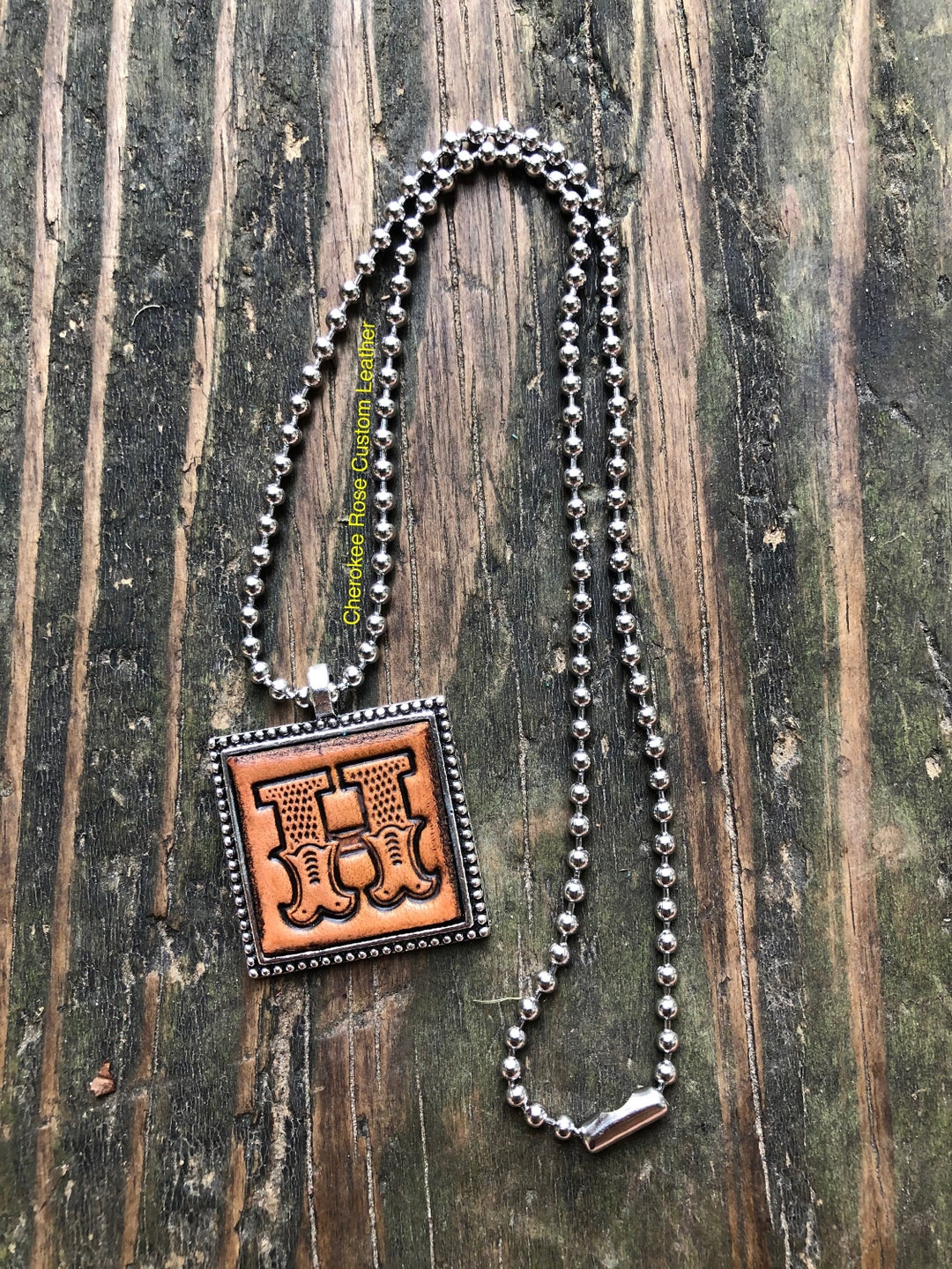 Western Block Letter 'H' Initial Leather Pendant - Etsy