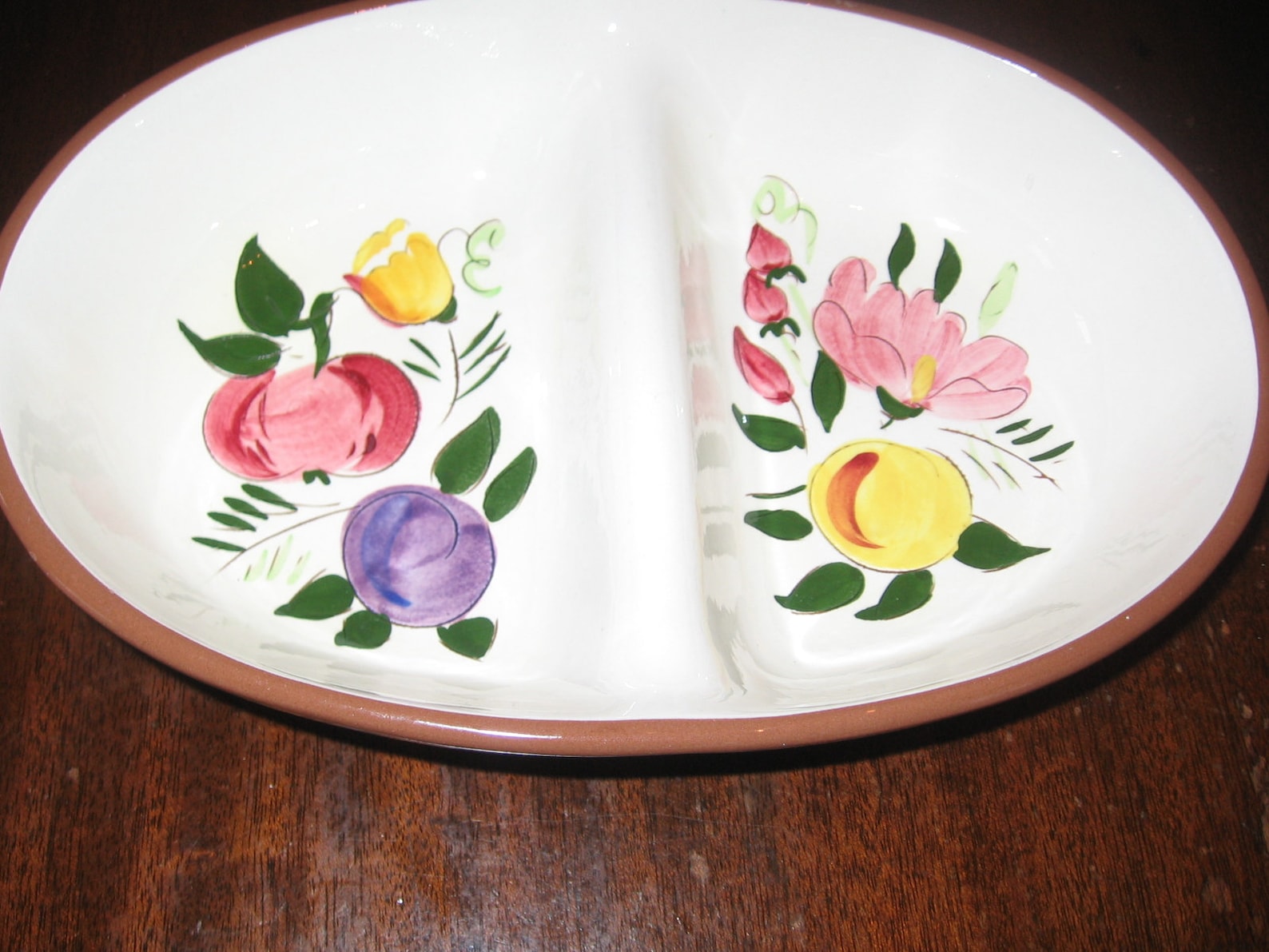 Vintage Stangl Pottery Hand Painted Fruits and Flowers Divided ...