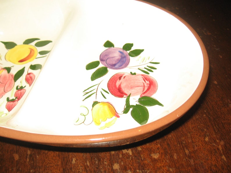 Vintage Stangl Pottery Hand Painted Fruits and Flowers Divided ...