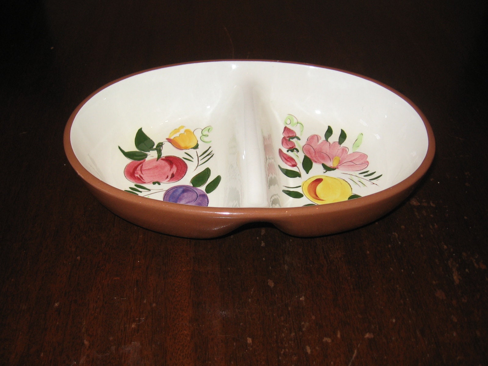 Vintage Stangl Pottery Hand Painted Fruits and Flowers Divided ...