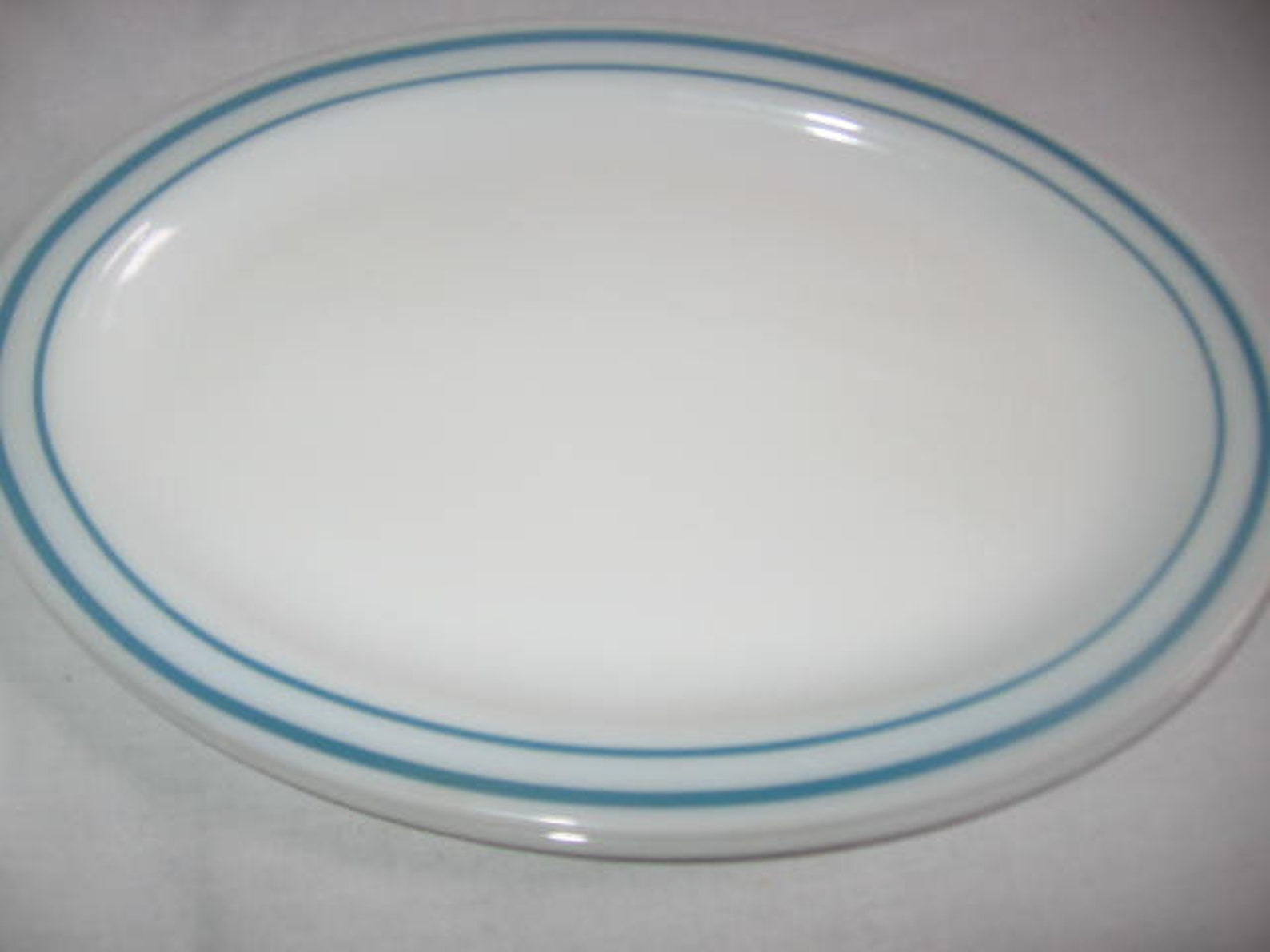 Vintage Fire King Blue Stripe White Platter 1960's Fire King ...
