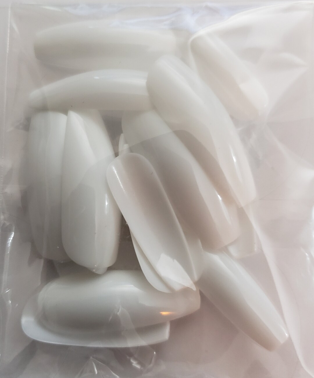 White Color Extra Long Length Coffin Acrylic-nail Tips 24 Count - Etsy