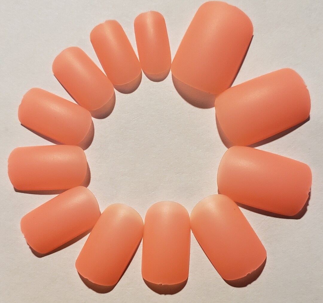 Matte Polish Finish Neon Peach Color Short/med Round Press on - Etsy