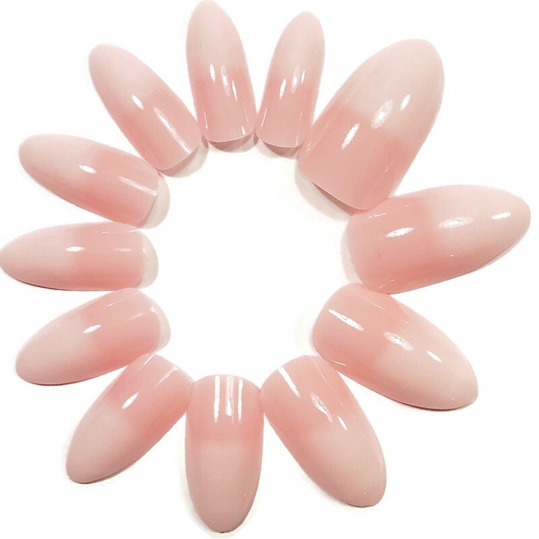 JR Pink Ombre French Medium Length Stiletto Press On/glue on Nails 24 ...