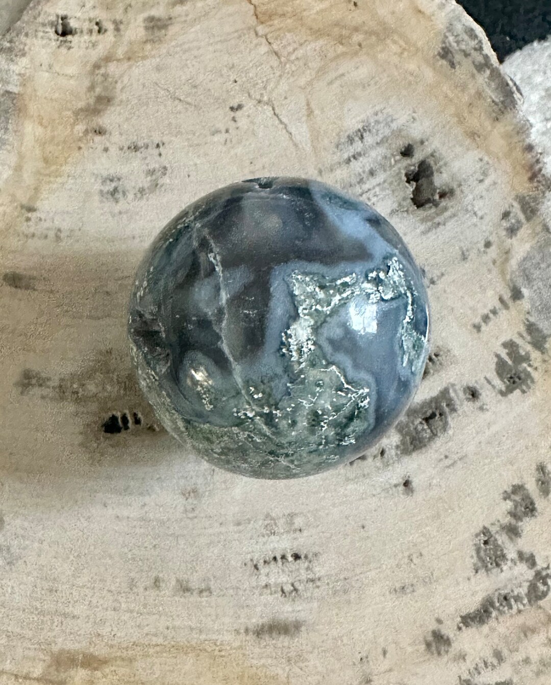 Moss Agate Sphere Tree Agate With Base Stability Grounding 40mm - Etsy