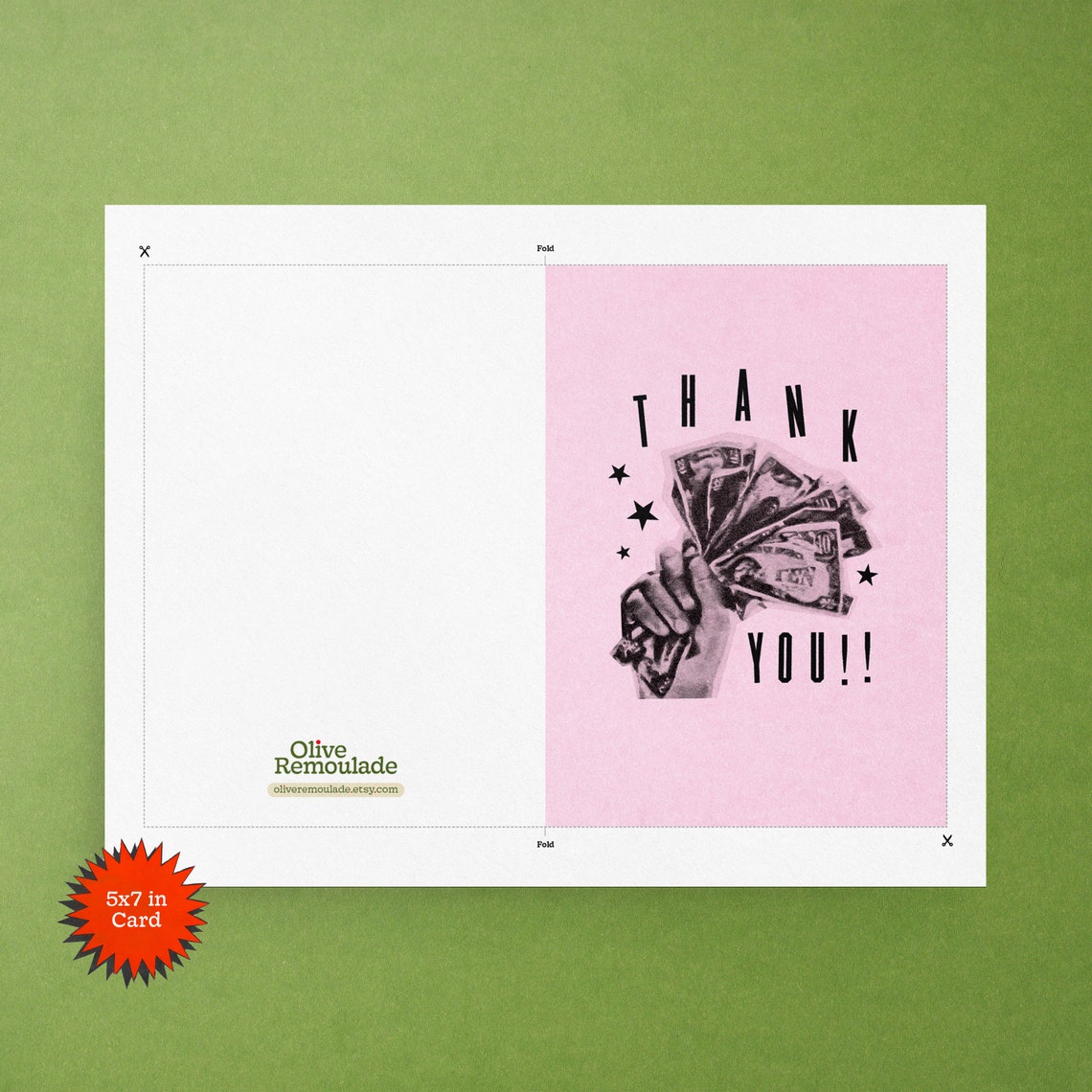 Printable Thank You for Money Card - Etsy