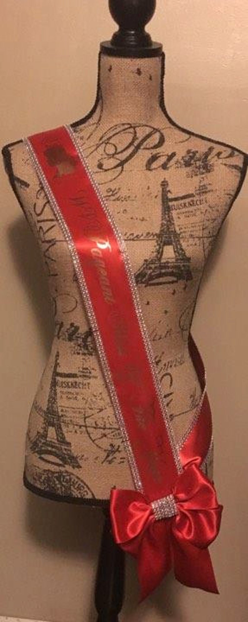 Custom Made Sash Any Title Any Clipart With Large Bow With Rhinestones ...
