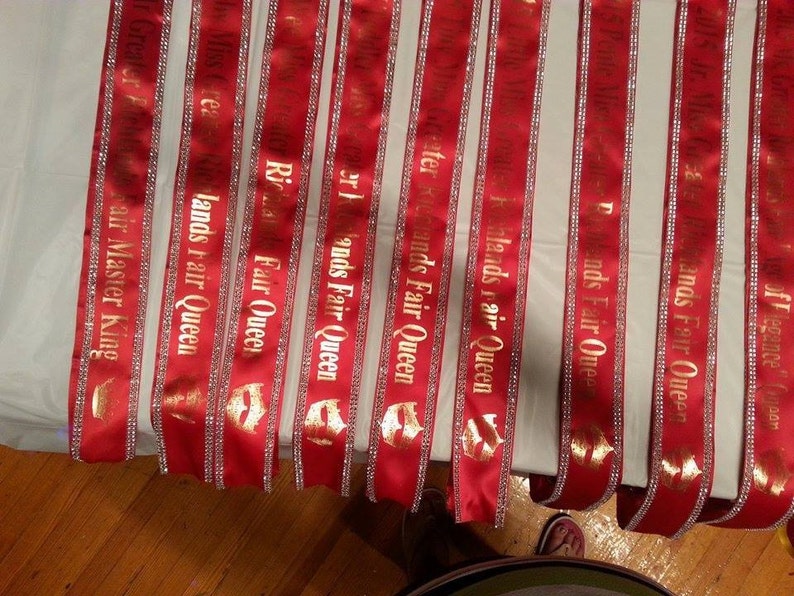 Custom Made Sash Any Title Any Clipart With Large Bow With Rhinestones ...